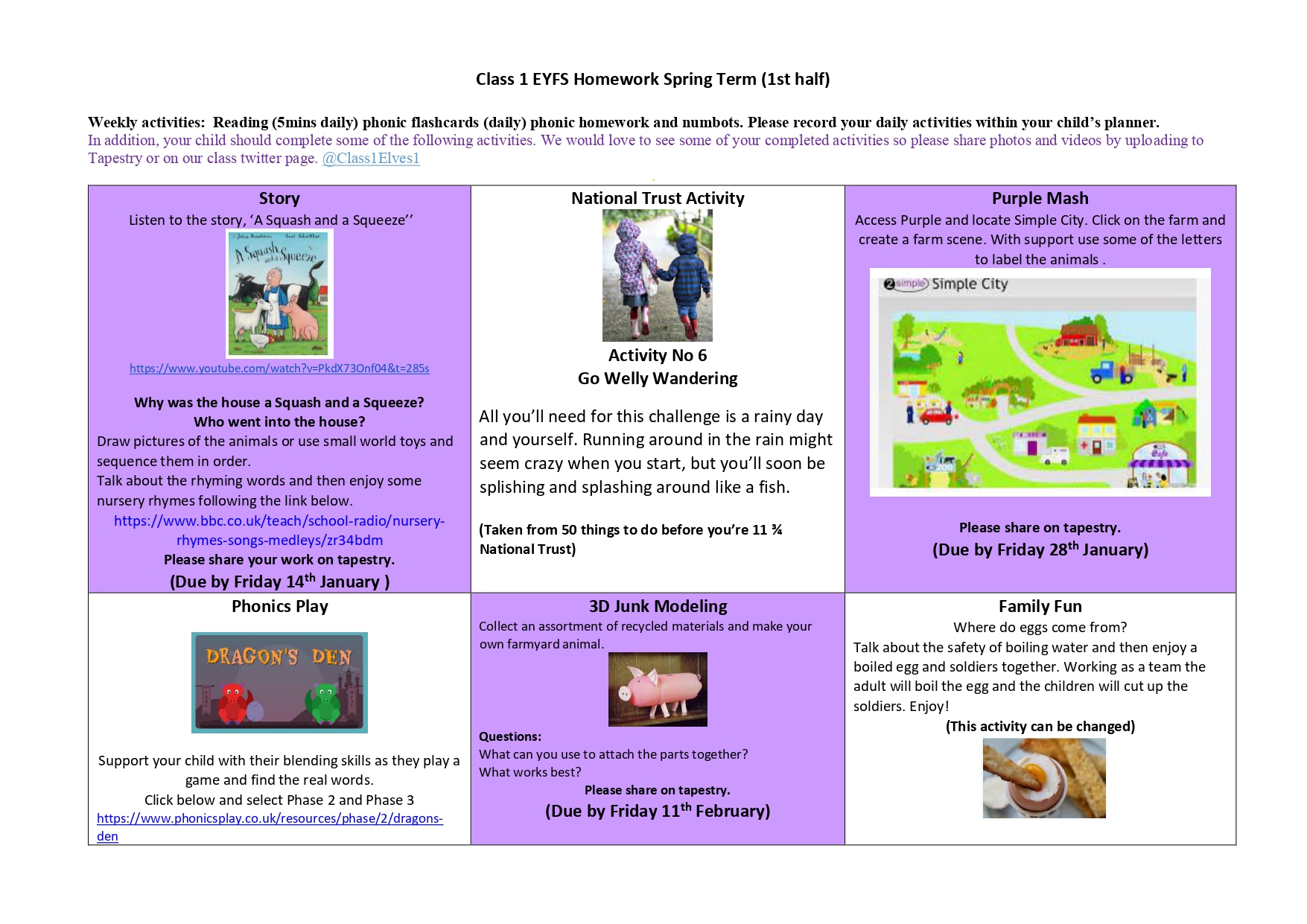 Homework Grids | Elvington Church of England Primary School