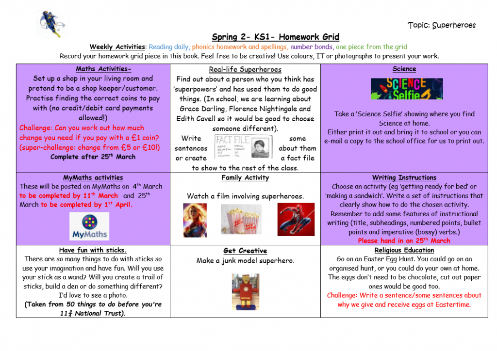 Homework Grids | Elvington Church of England Primary School