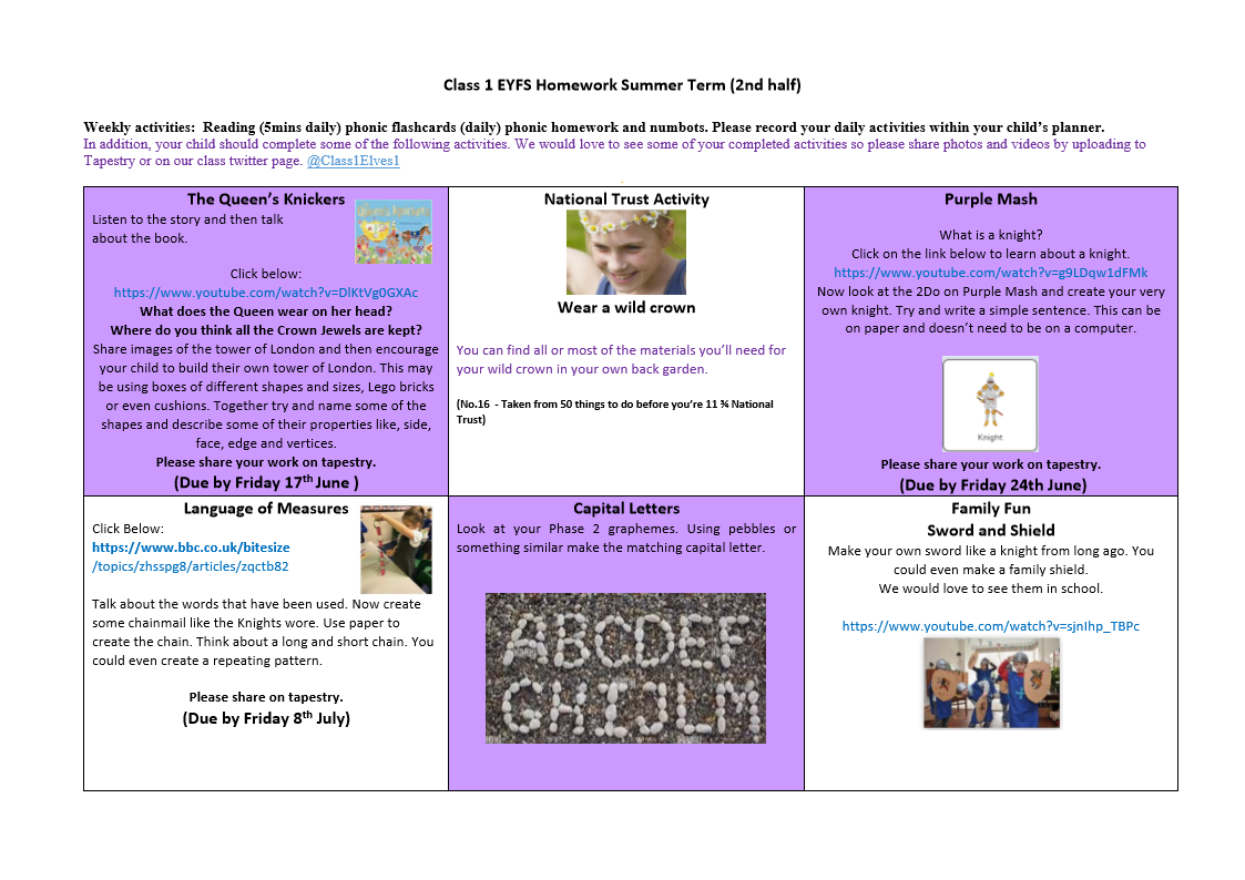 Homework Grids | Elvington Church of England Primary School