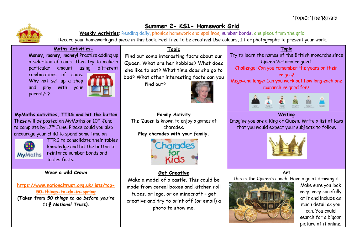 Homework Grids | Elvington Church of England Primary School