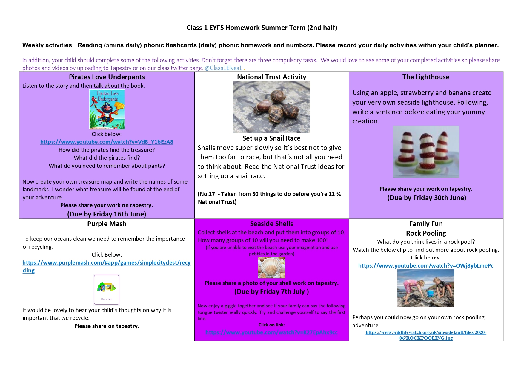 Homework Grids | Elvington Church of England Primary School