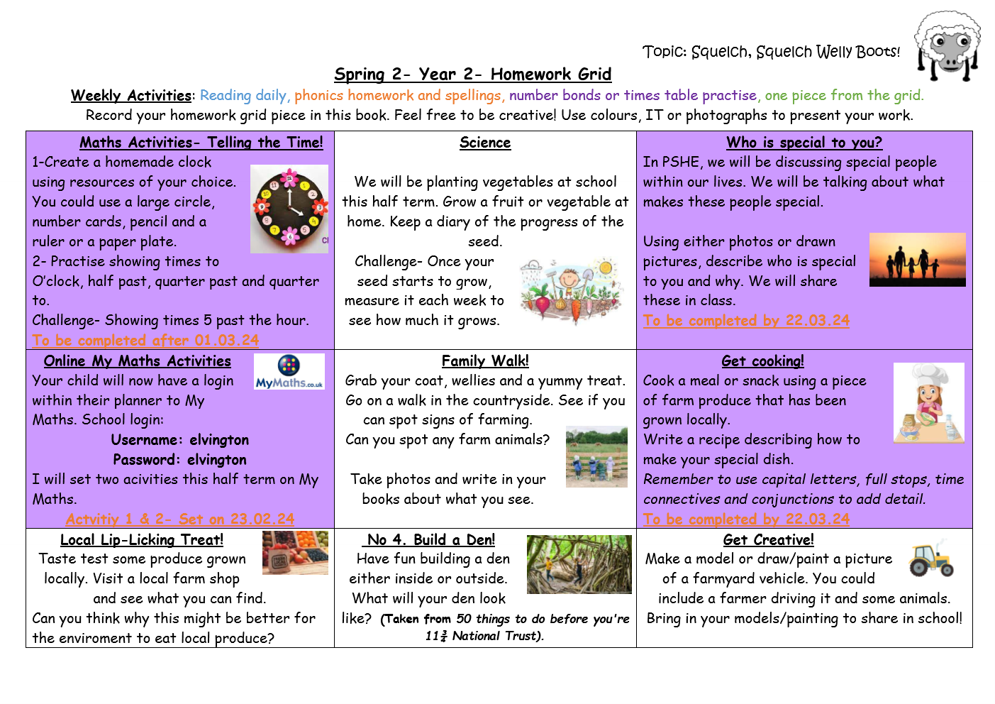 Homework Grids | Elvington Church of England Primary School