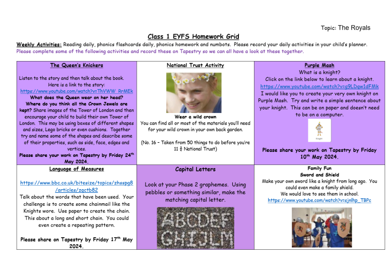 Homework Grids | Elvington Church of England Primary School