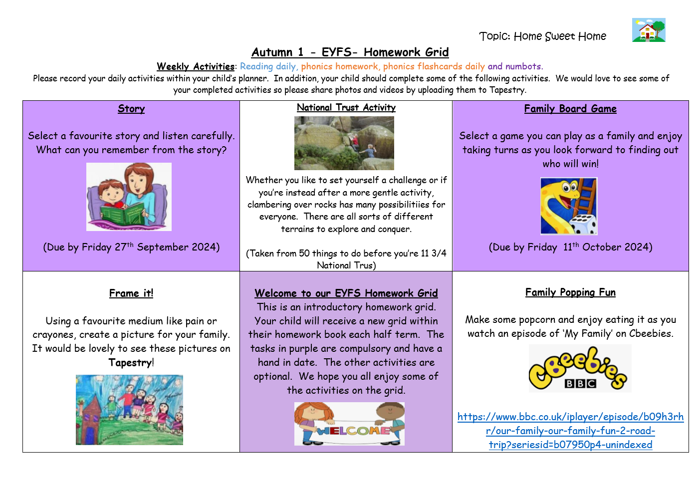 Homework Grids | Elvington Church of England Primary School